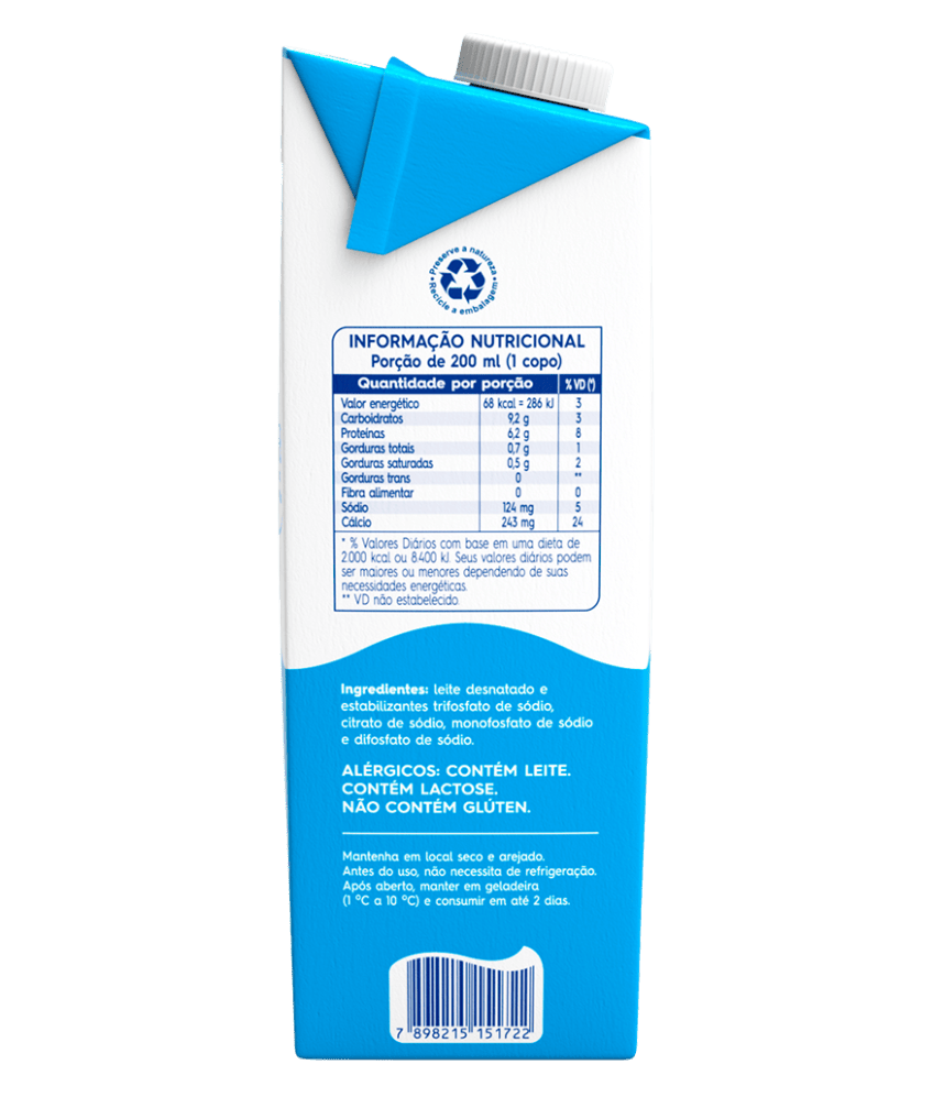 Leite Desnatado 1 L | Piracanjuba