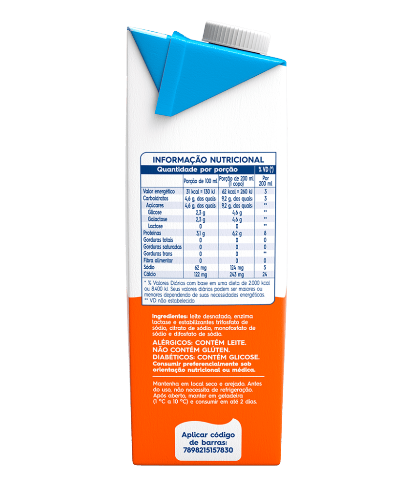 Leite Piracanjuba Desnatado Zero Lactose 1 L